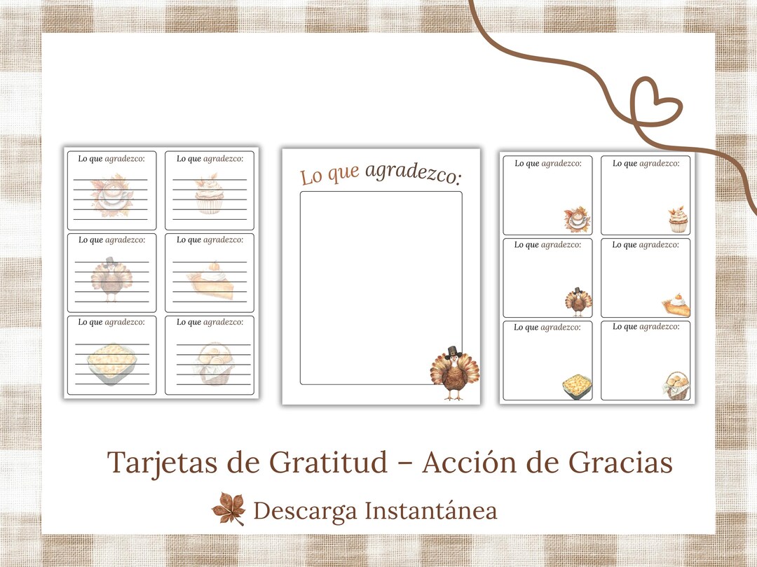 Tarjetas de Gratitud Acción de Gracias | „Lo Que Agradezco“ | Con Lines ...