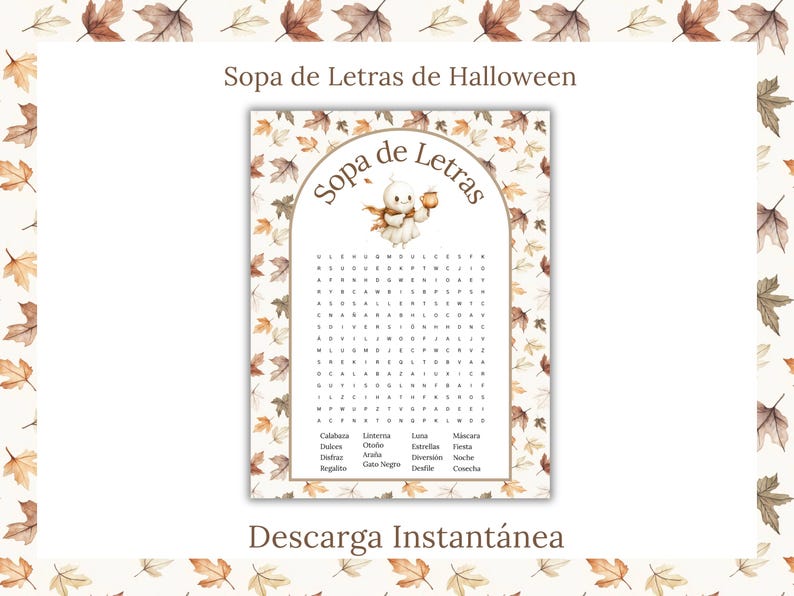 Sopa De Letras De Halloween: Spanish Word Search Halloween, Juego ...