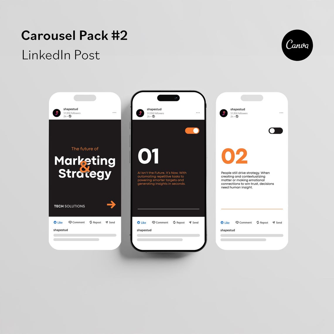 Linkedin Carousel Template Pack | Modern B2B Marketing Social Media ...