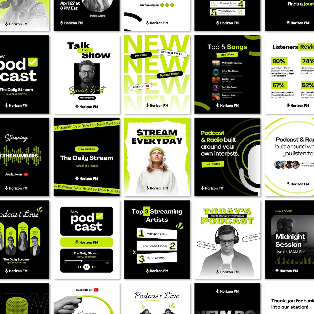 Podcast & Radio Social Media Post Templates - Canva Editable Designs - Etsy