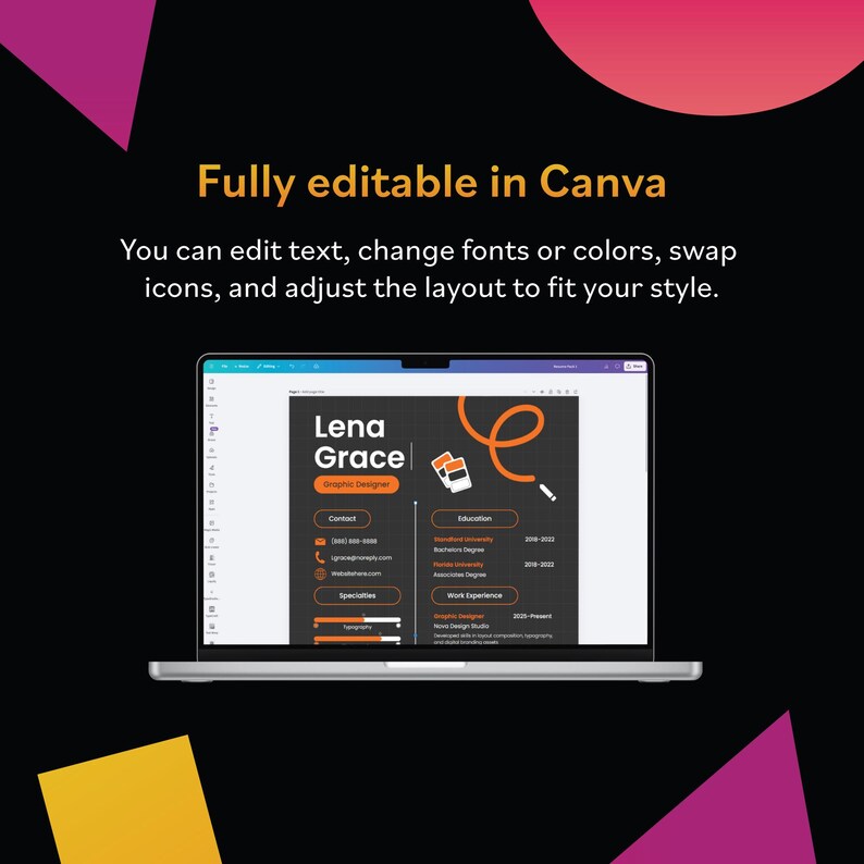 Adobe-inspired Resume, Cover Letter, Business Cards Bundle | Canva Free ...