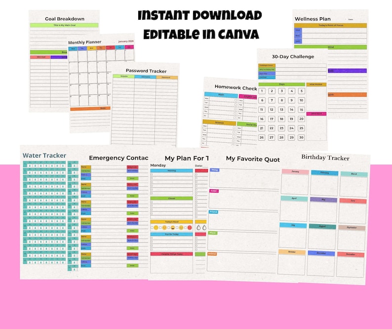 2026 ADHD Kids Planner | Editable PDF + Canva Template | Daily Monthly ...