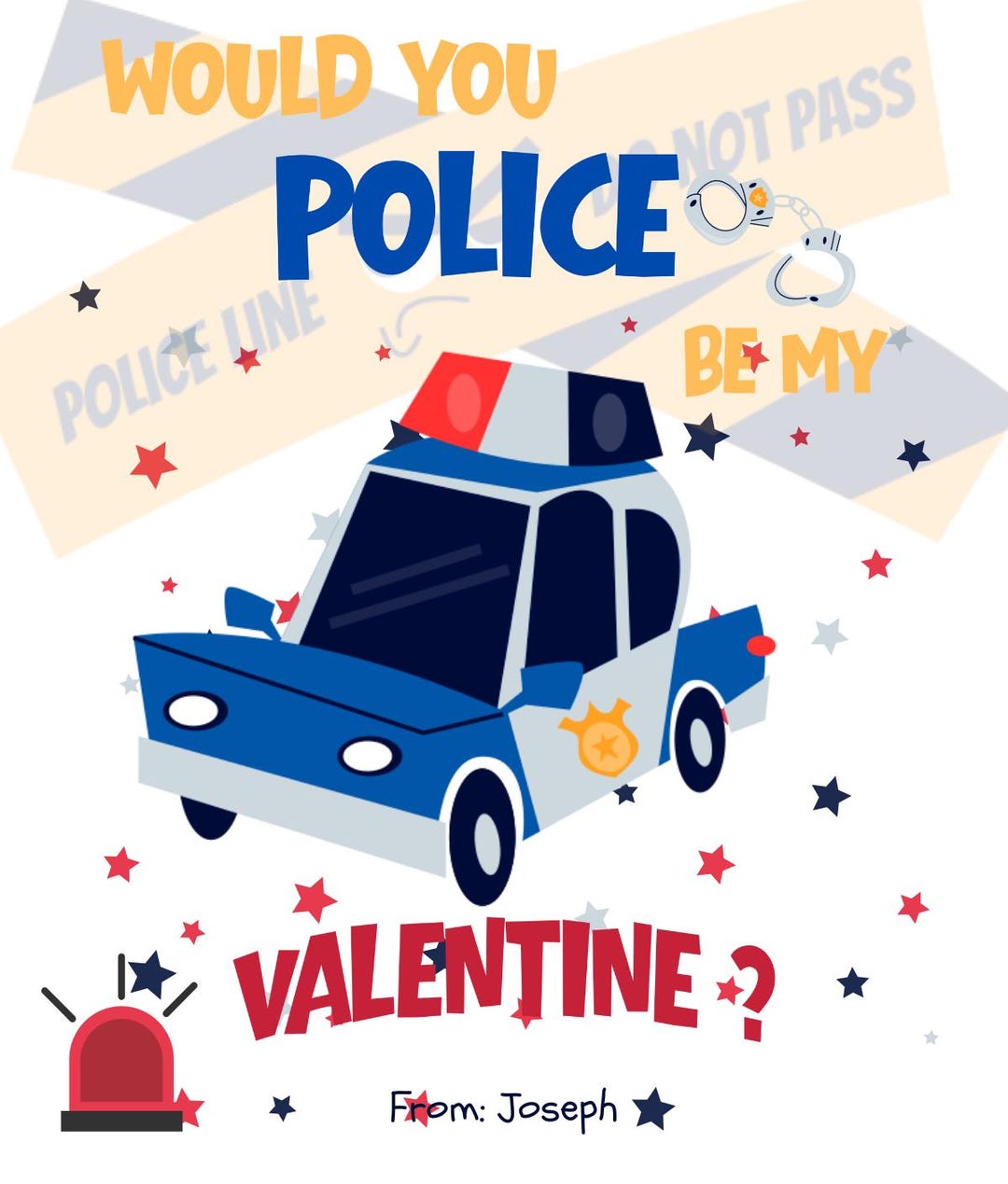 Editable Policeman Valentine's Day Cards | Printable | Customizable ...
