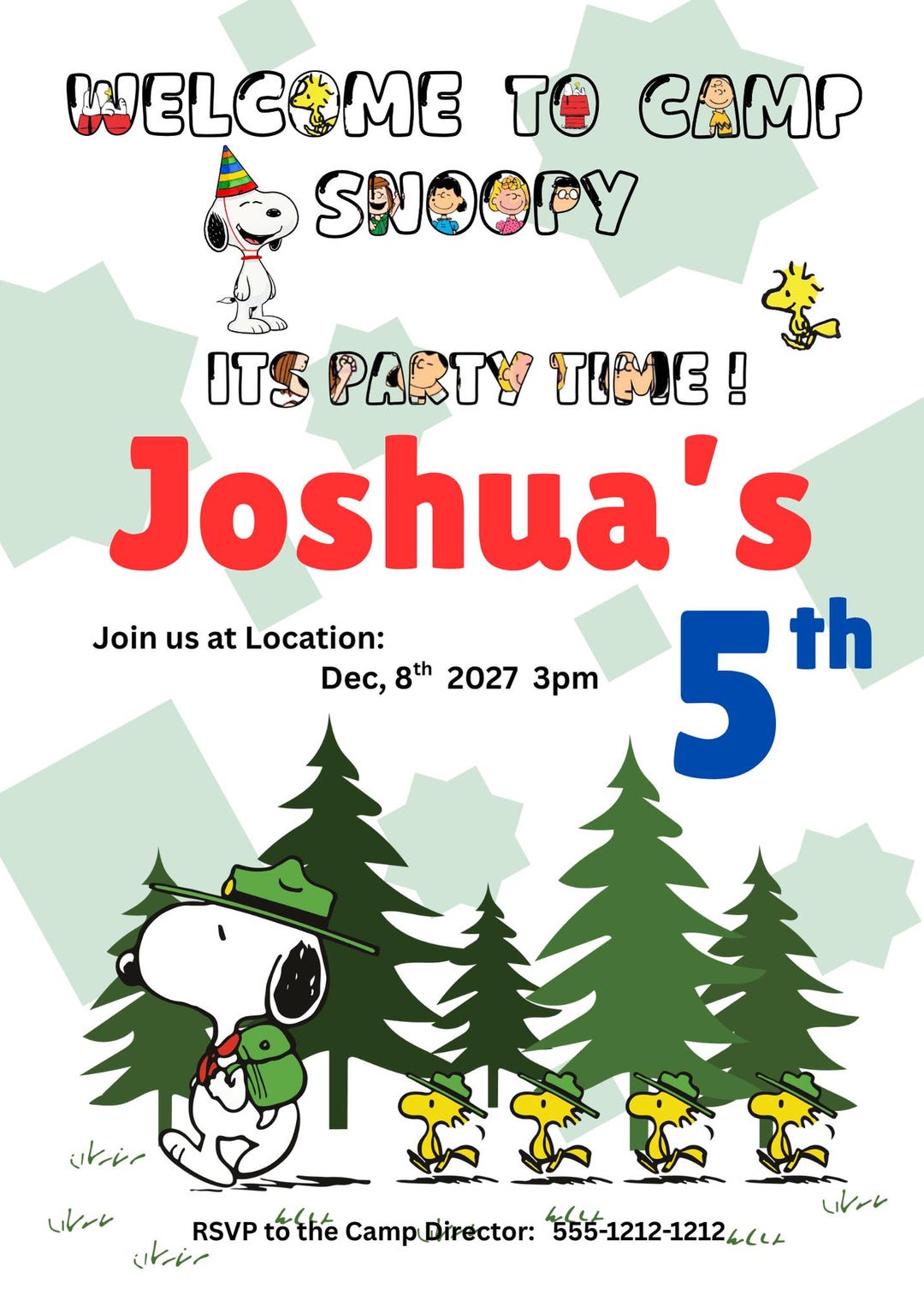 Snoopy Birthday Invitation – Editable Digital Printable Peanuts Party ...
