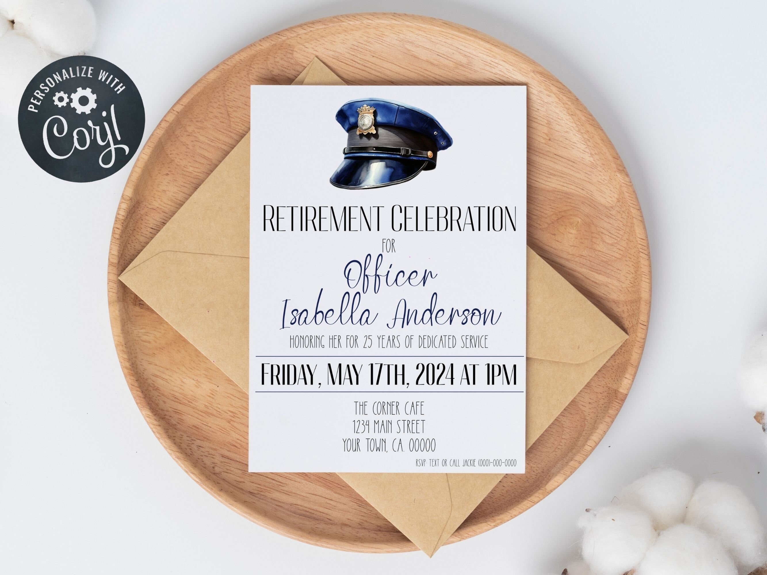 Editable Police Retirement Party Invitation - Etsy