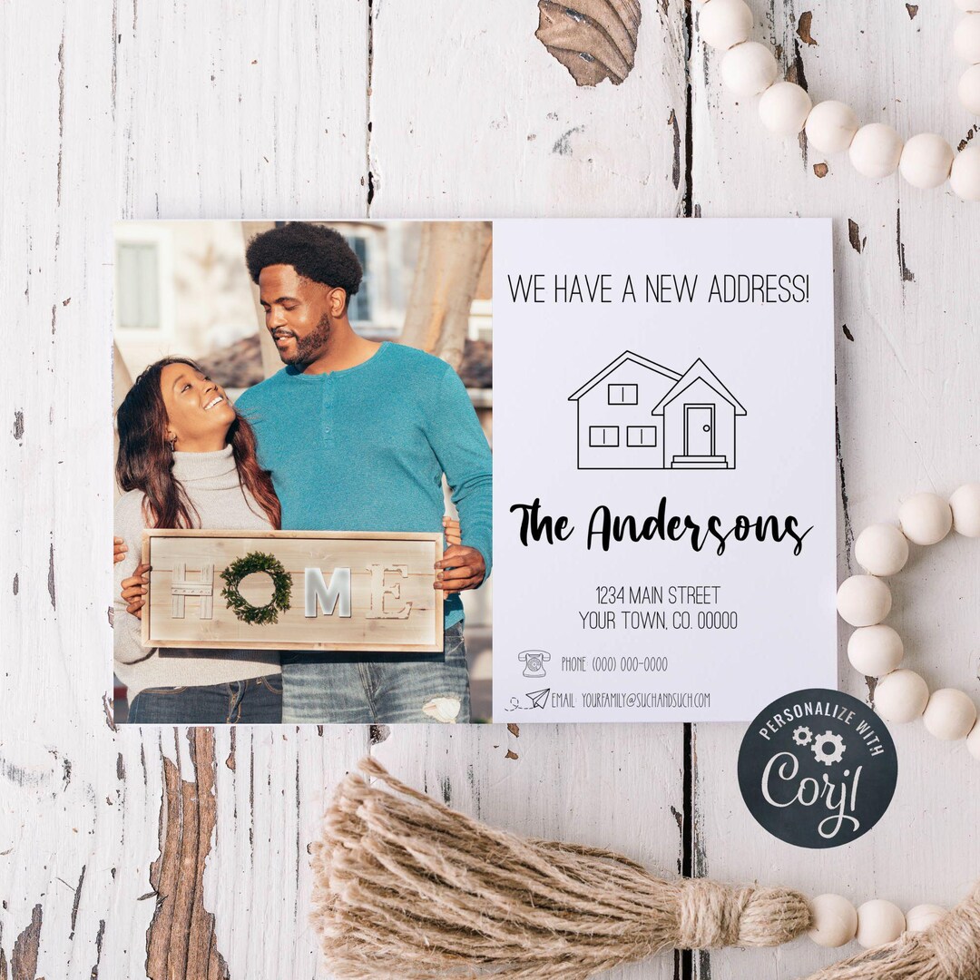 Editable We Have a New Address Photo 7x5 Card, Moving Announcement Card ...