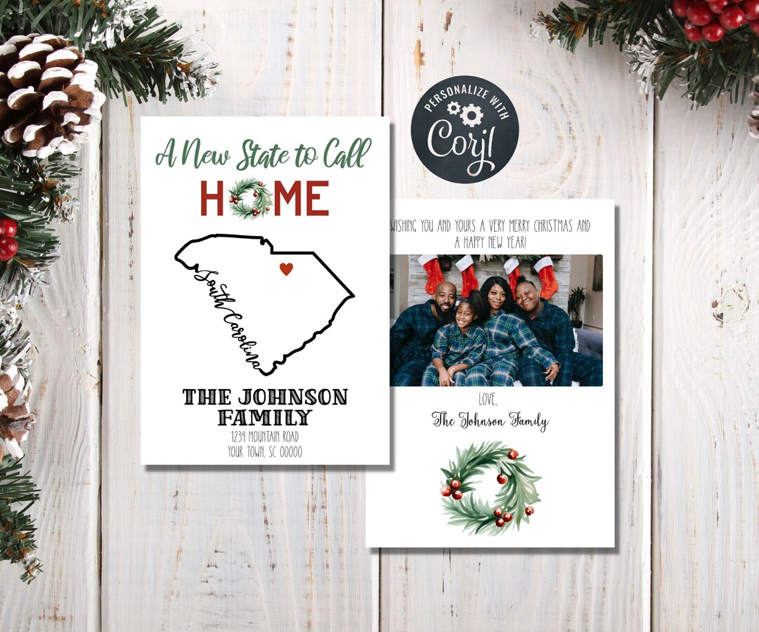 Editable Christmas New State to Call Home, New Address Card, Military ...