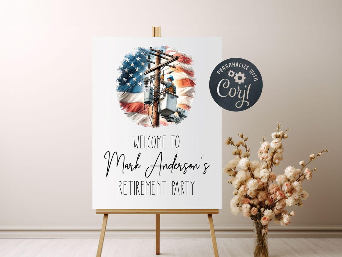 Editable Lineman Retirement Party Sign - Etsy
