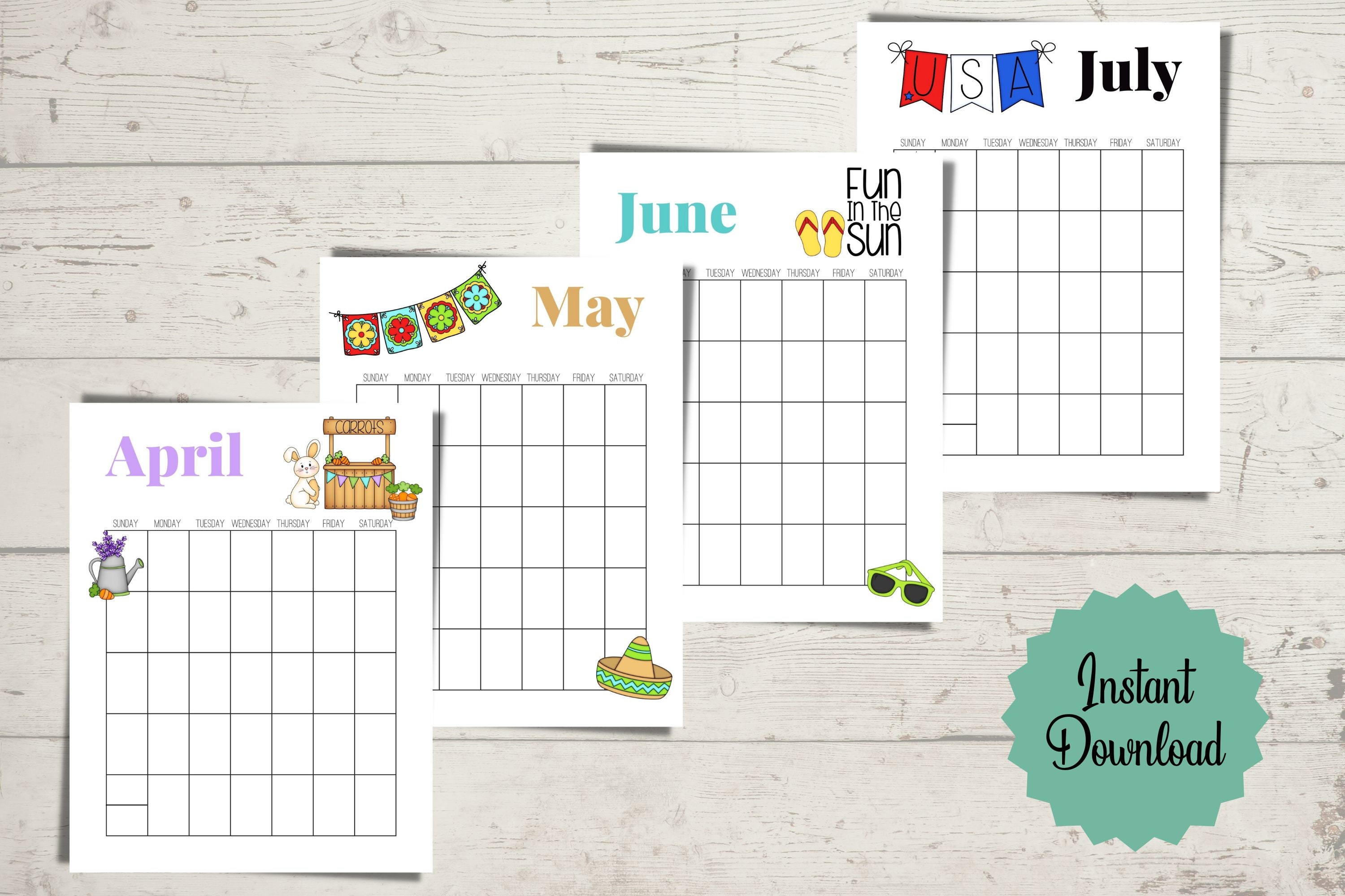 Printable Kids Undated Calendar, Morning Menu, Kid Themed Calendar - Etsy