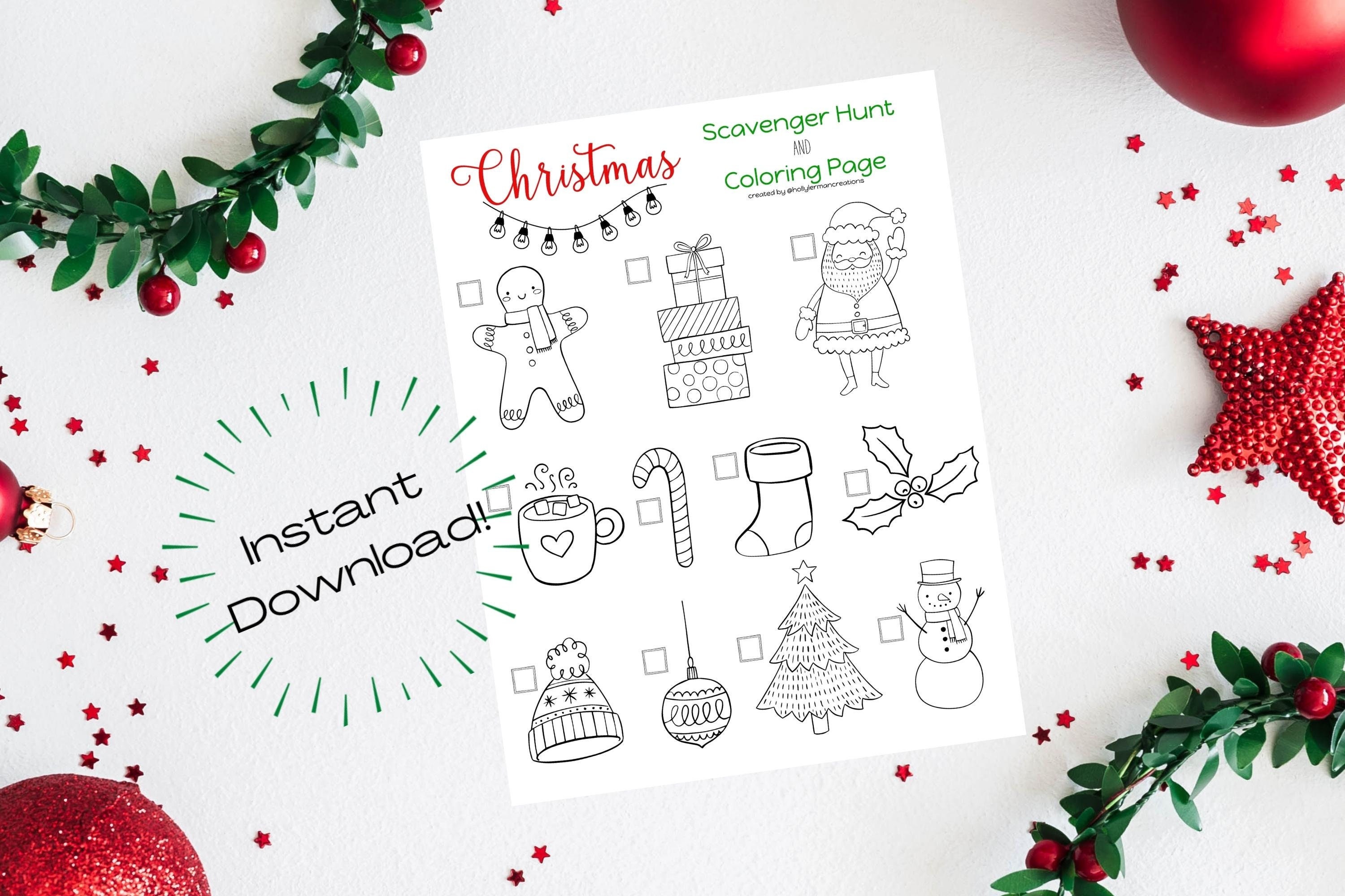 Printable Holiday Scavenger Hunt, Christmas Coloring Page, Advent ...