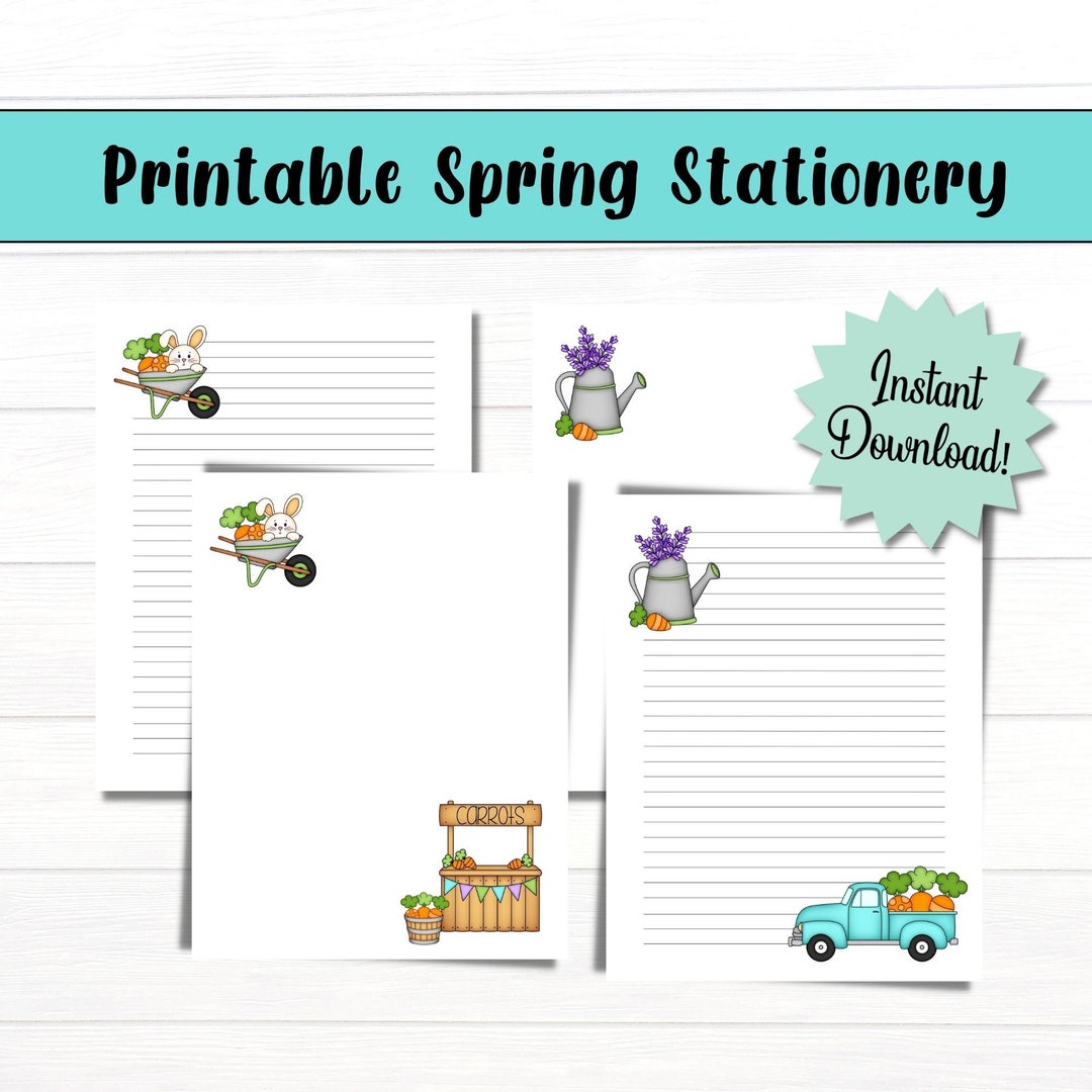 Printable Lined Stationery, Spring Stationery, Easter Stationery, Kid ...