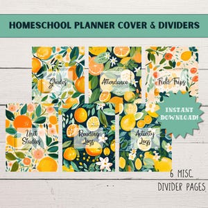 Printable Cover and Dividers for Homeschool Planner, Citrus Themed ...