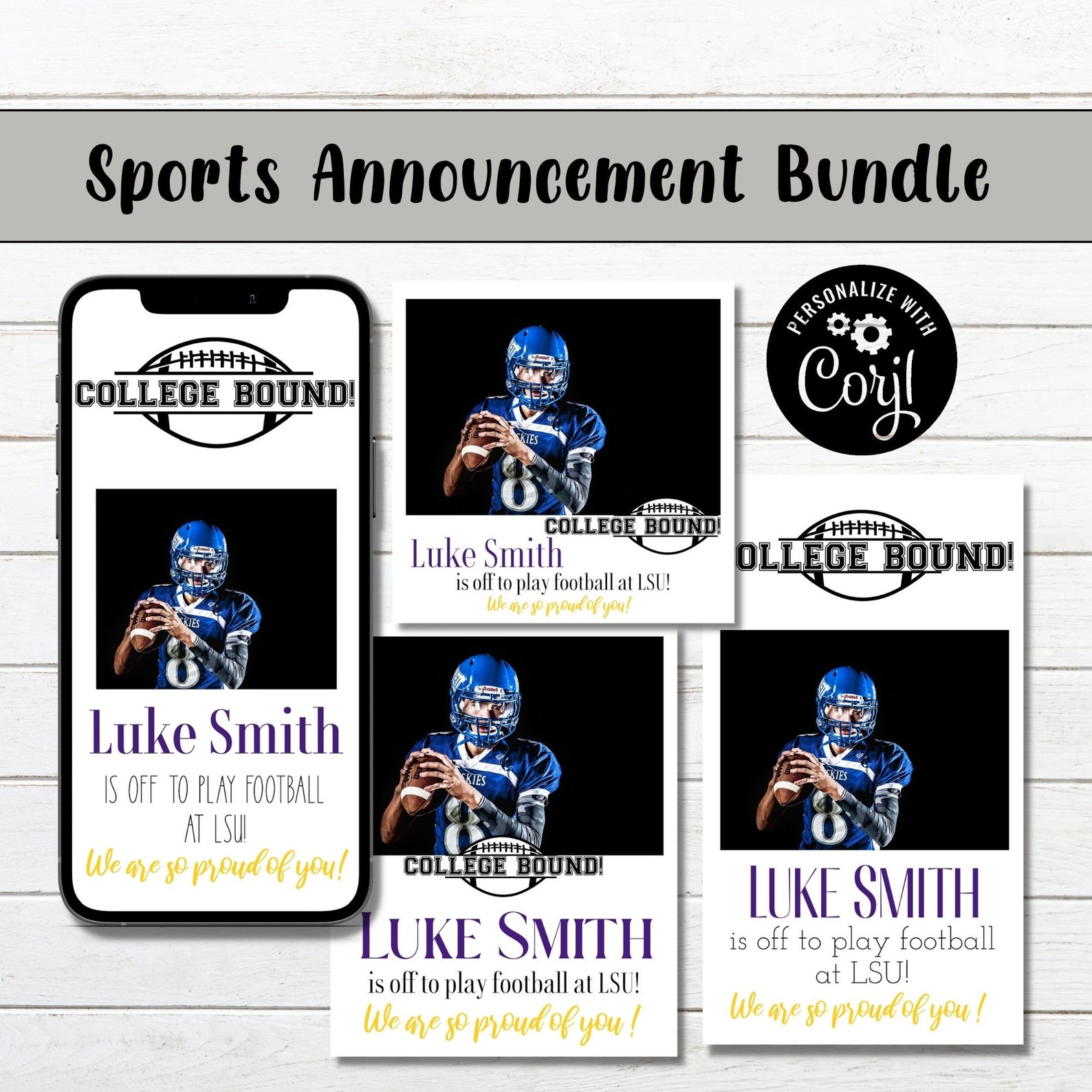 Editable College Decision Announcement, Sports Acceptance, Football ...