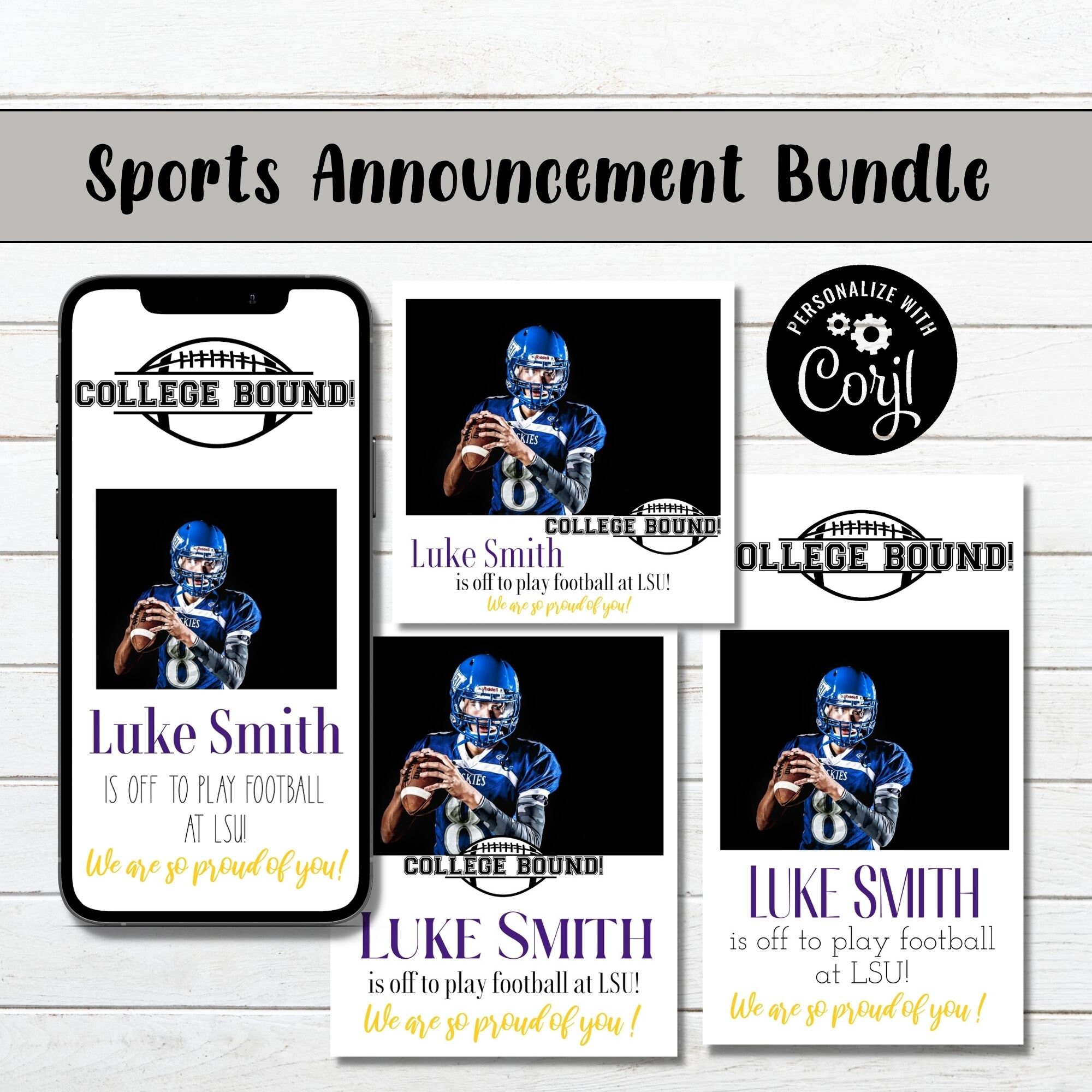 Editable College Decision Announcement, Sports Acceptance, Football ...