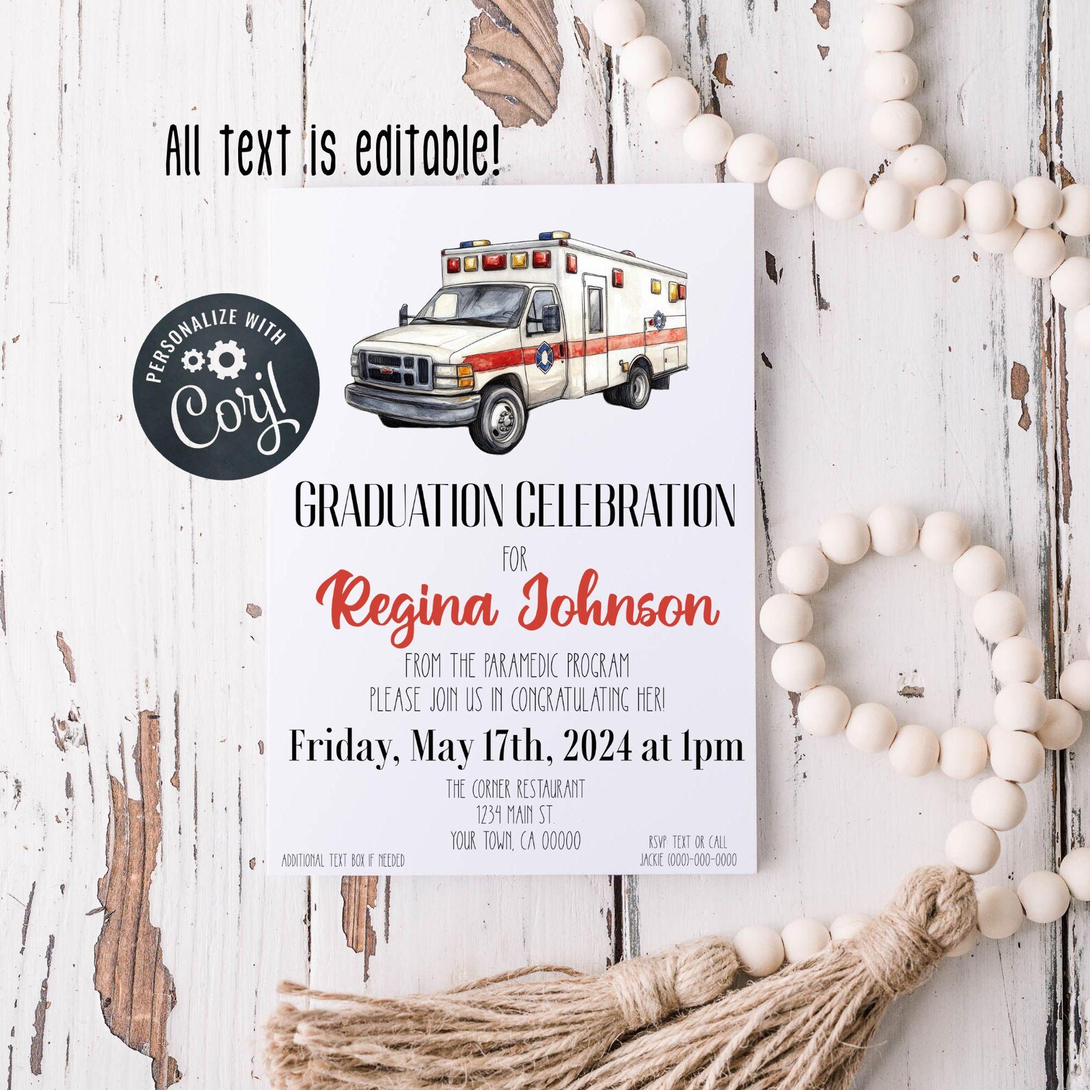 Editable Paramedic School Graduation Party Invitation - Etsy