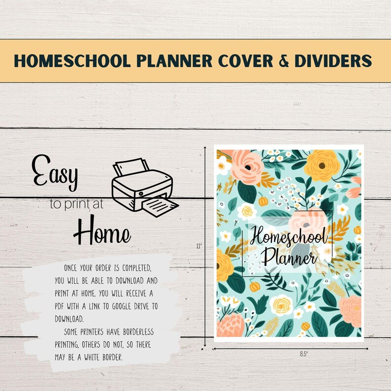 Printable Cover and Dividers for Homeschool Planner, Mod Flower Themed ...