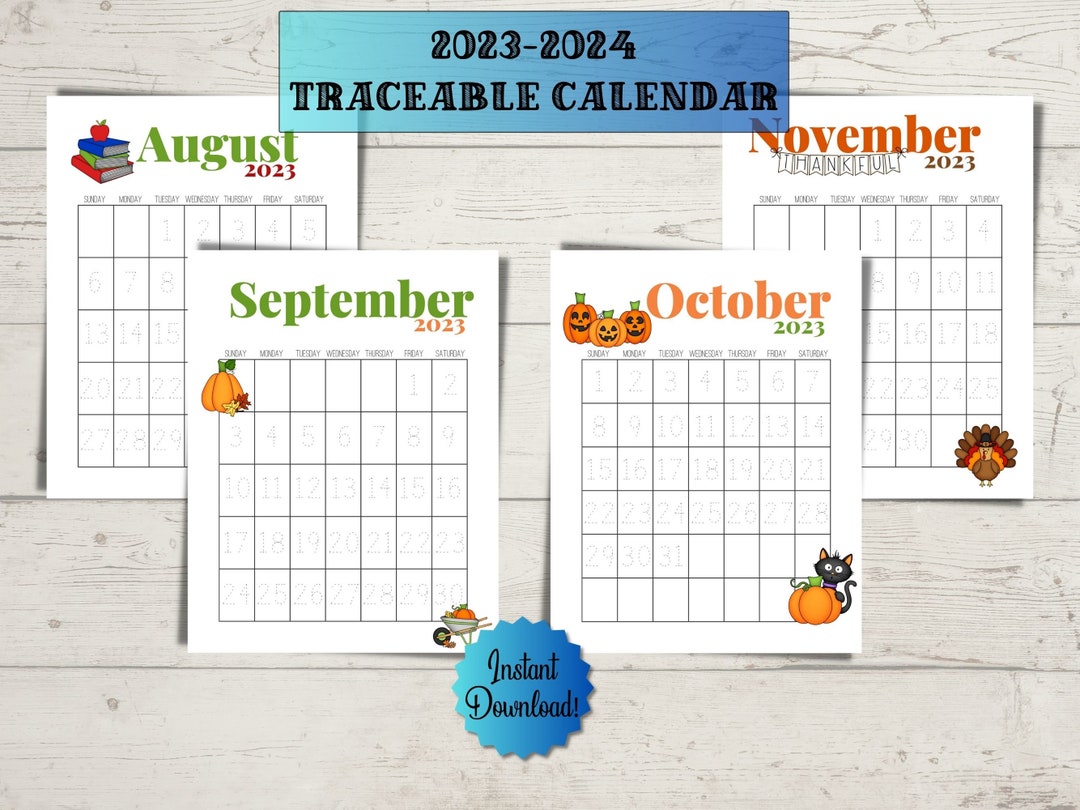 Traceable Calendar, 2023-2024 School Year, Morning Menu Early Education ...