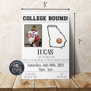 Editable Graduation Party Invitation, Graduation Insert, Athlete ...