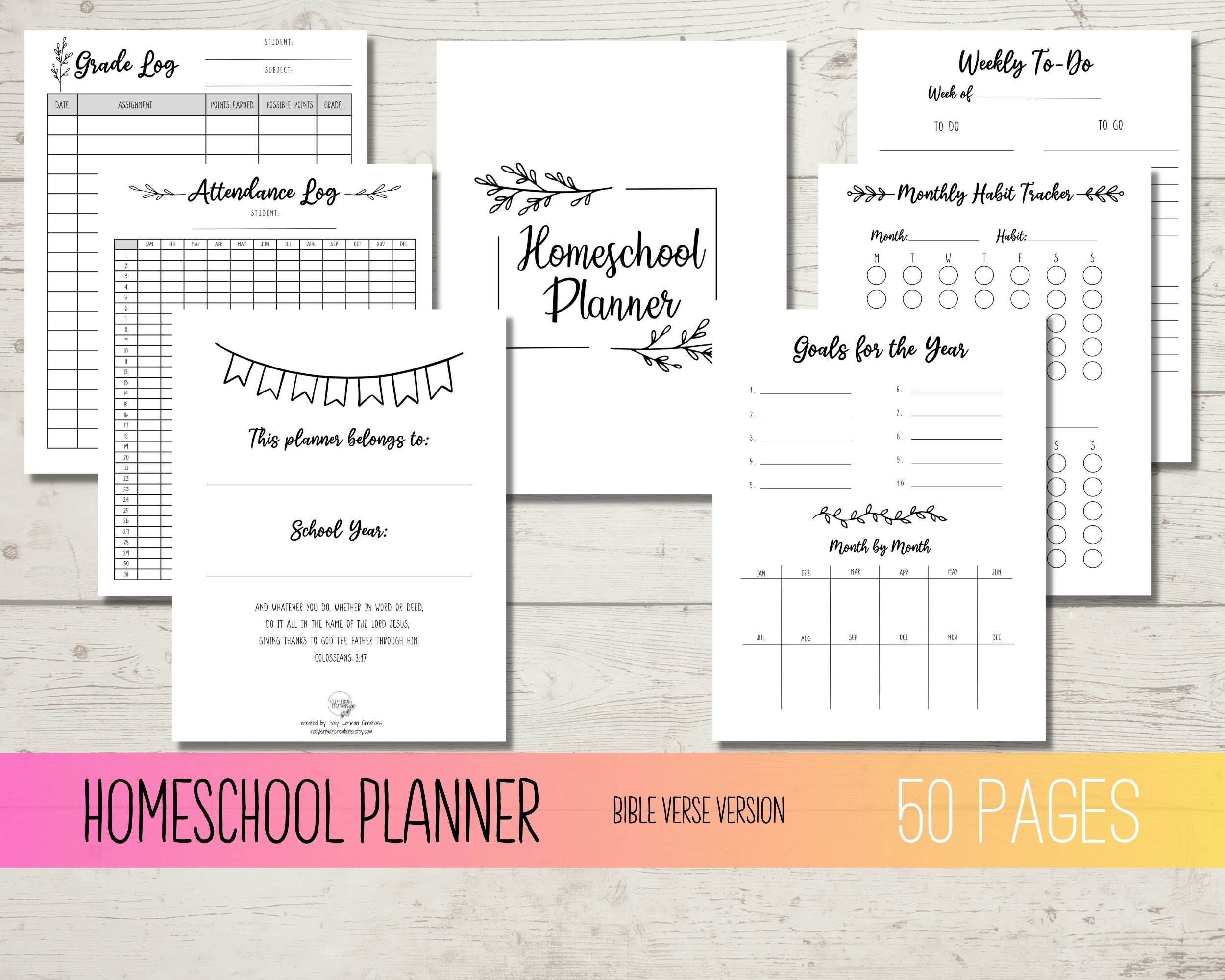 Homeschool Printable Planner Undated Digital Homeschool - Etsy