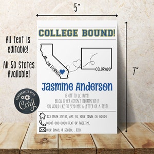 Editable College Bound Change of Address, Keep in Touch, College ...
