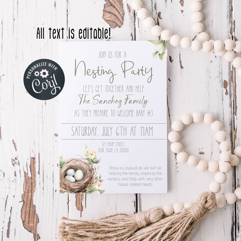 Editable Nesting Party Invitation Template - Etsy