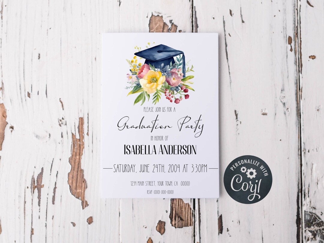 Graduation Party Invitation Template, Graduation Insert - Etsy