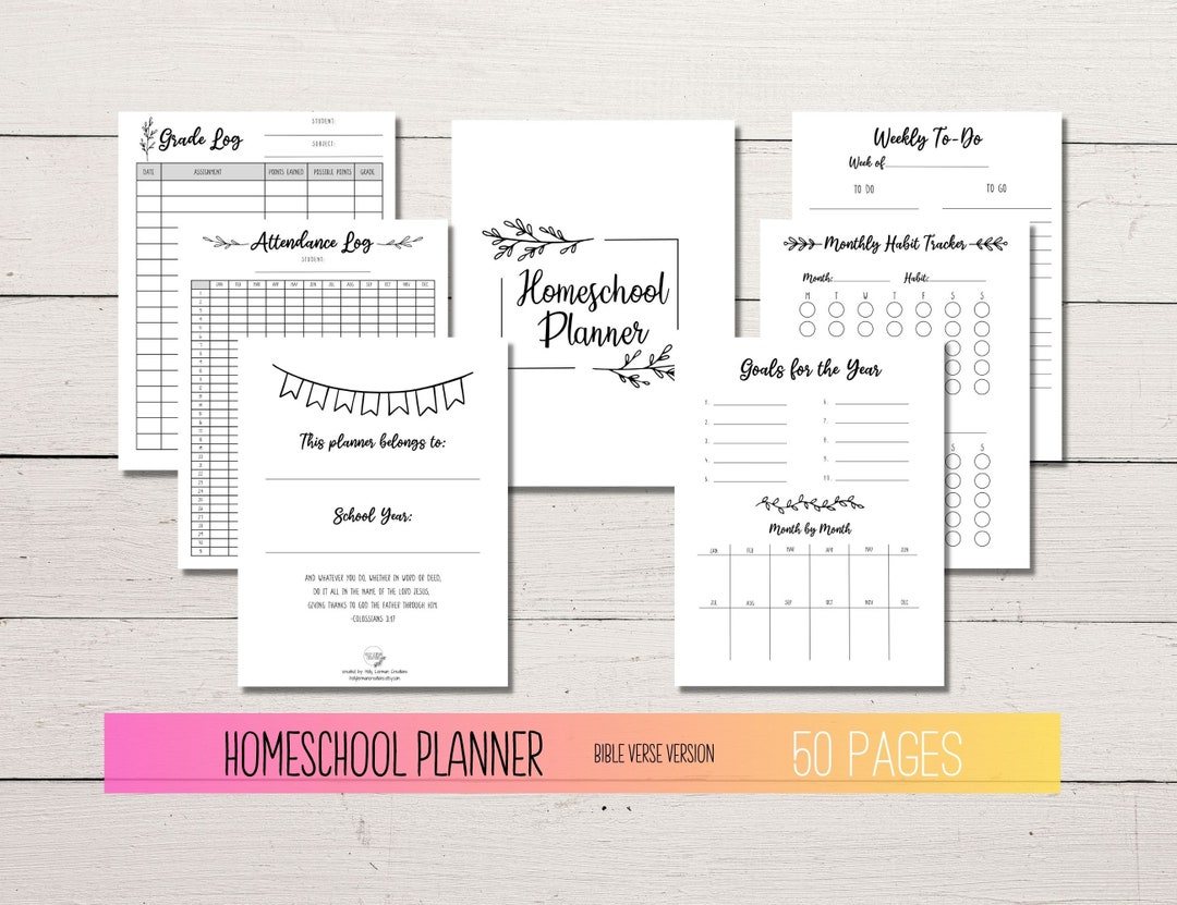 Homeschool Printable Planner, Undated Digital Homeschool Planner ...