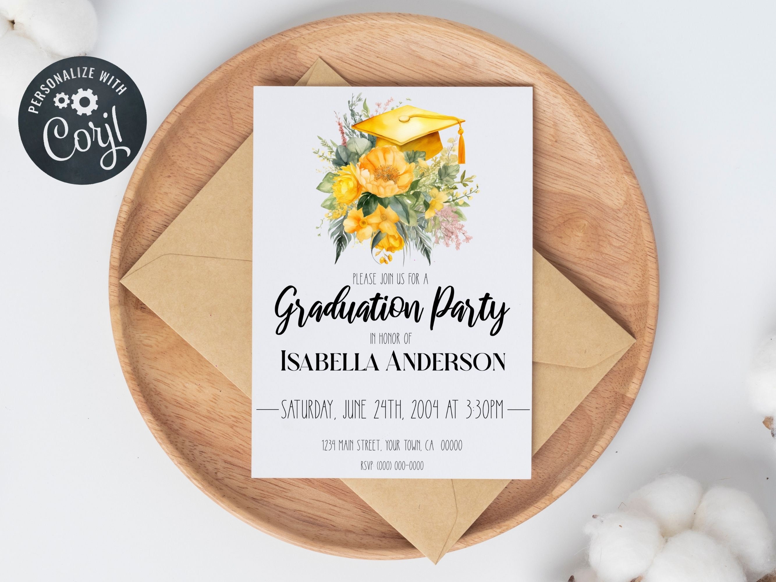 Graduation Party Invitation Template, Graduation Insert - Etsy