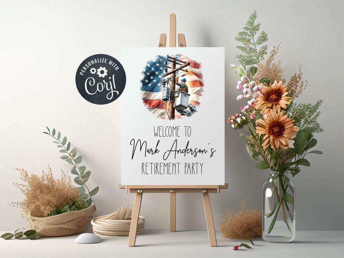 Editable Lineman Retirement Party Sign - Etsy