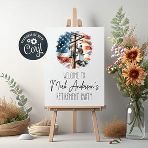 Editable Lineman Retirement Party Sign - Etsy