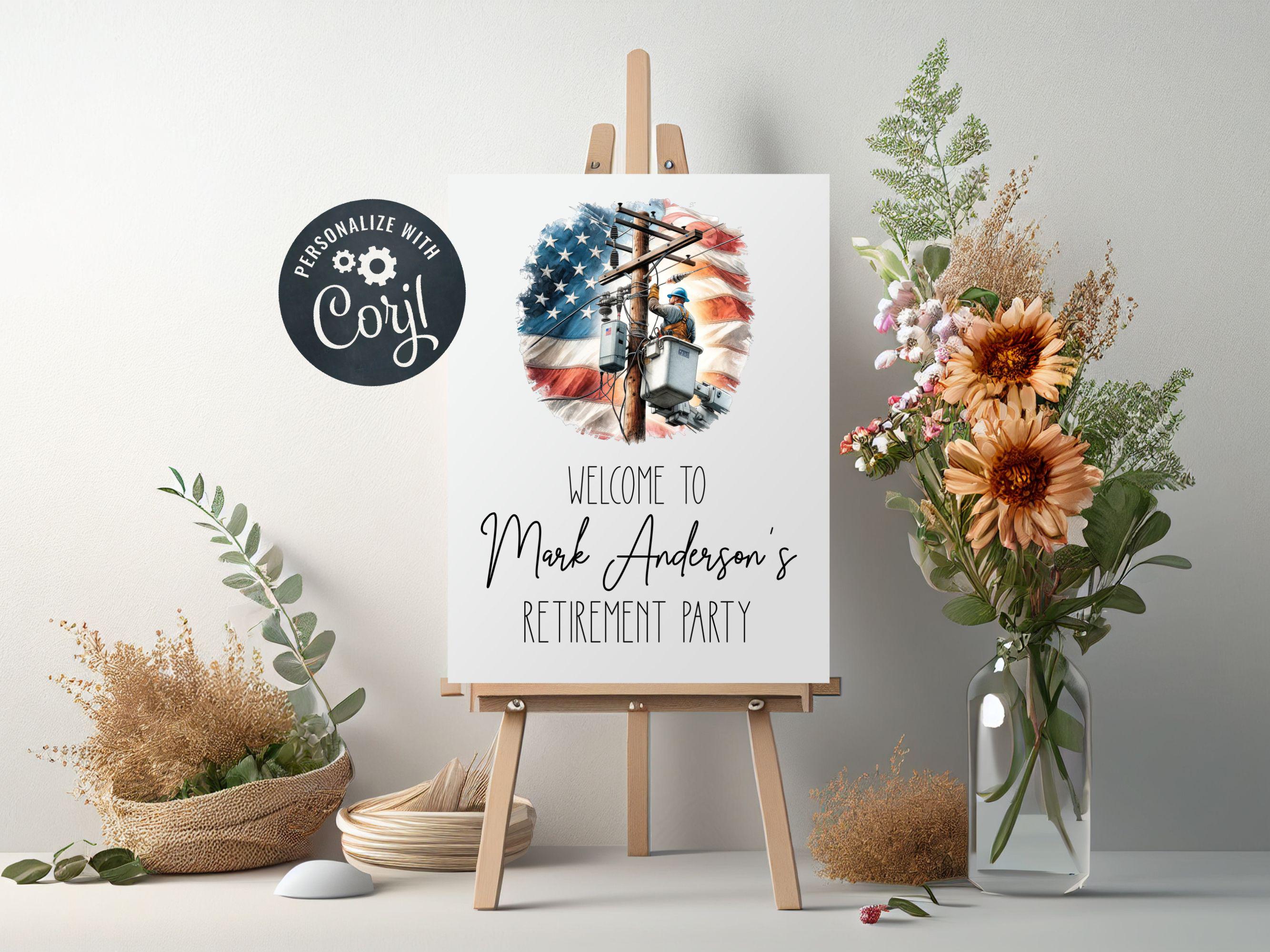 Editable Lineman Retirement Party Sign - Etsy