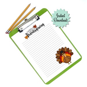 Printable Lined Stationery, Thanksgiving Themed Stationery, Kids ...