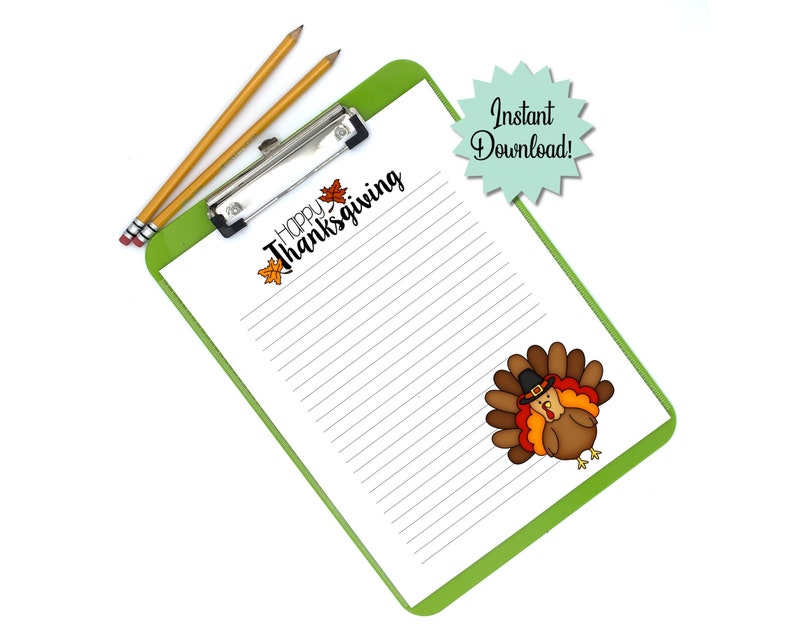 Printable Lined Stationery, Thanksgiving Themed Stationery, Kids ...