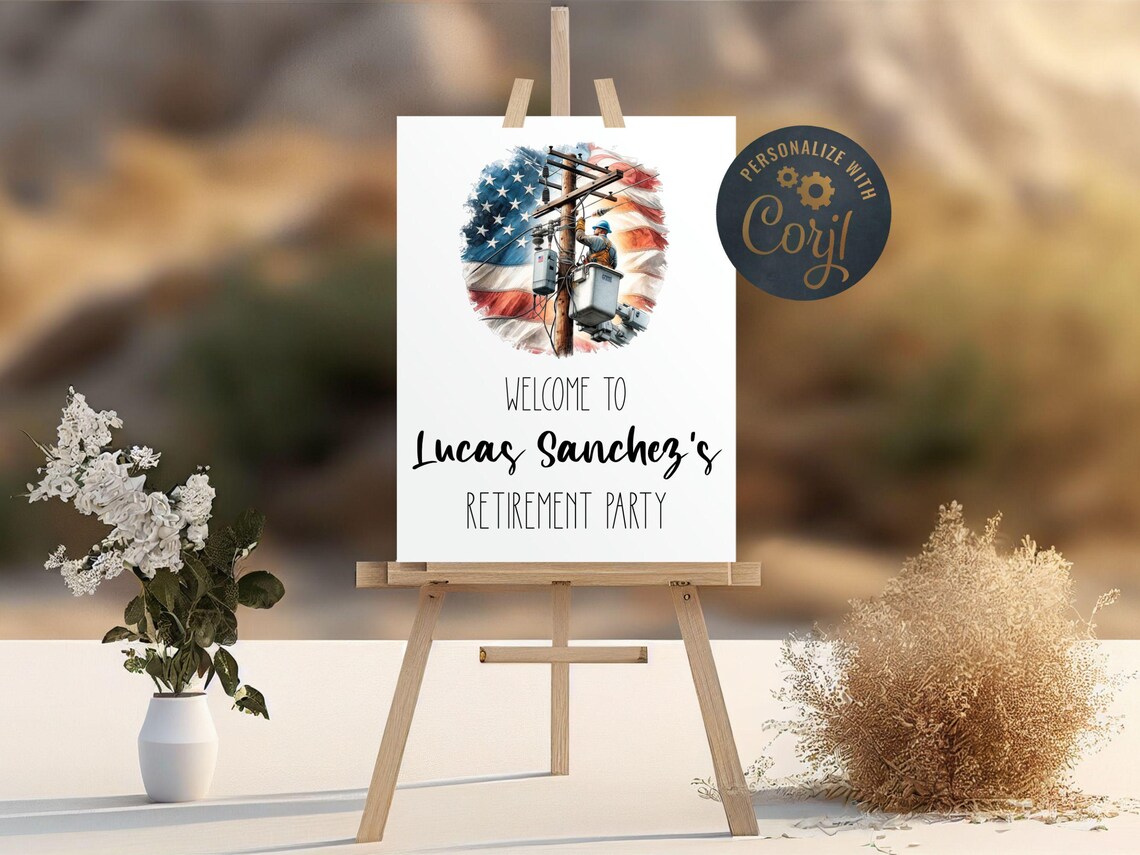 Editable Lineman Retirement Party Sign - Etsy