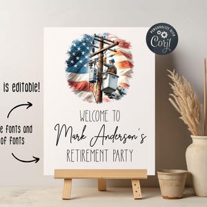 Editable Lineman Retirement Party Sign - Etsy
