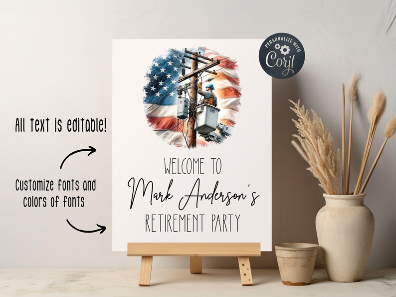 Editable Lineman Retirement Party Sign - Etsy