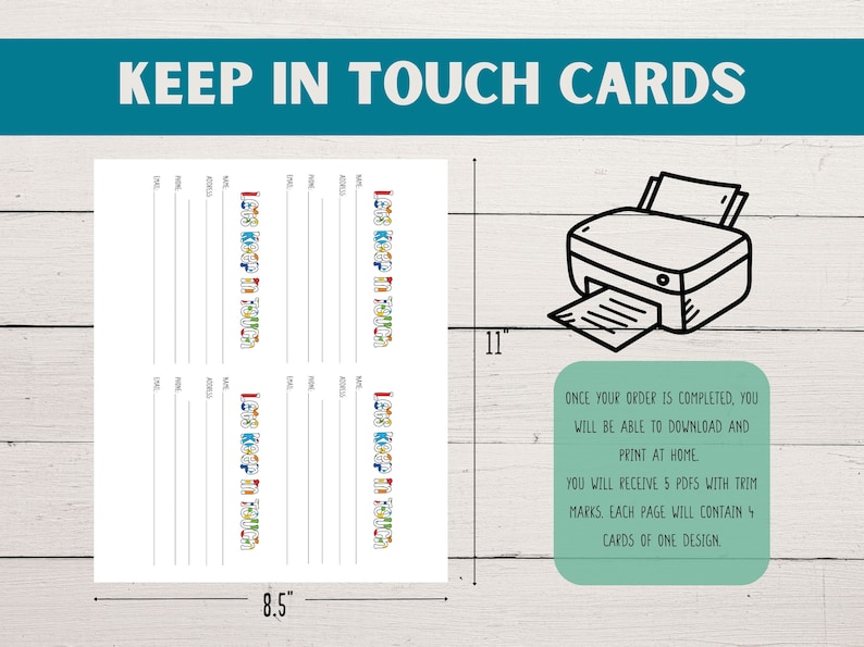 Printable Keep in Touch Cards, End of the School Year Party, Moving ...