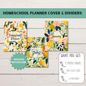 Printable Cover and Dividers for Homeschool Planner, Citrus Themed ...