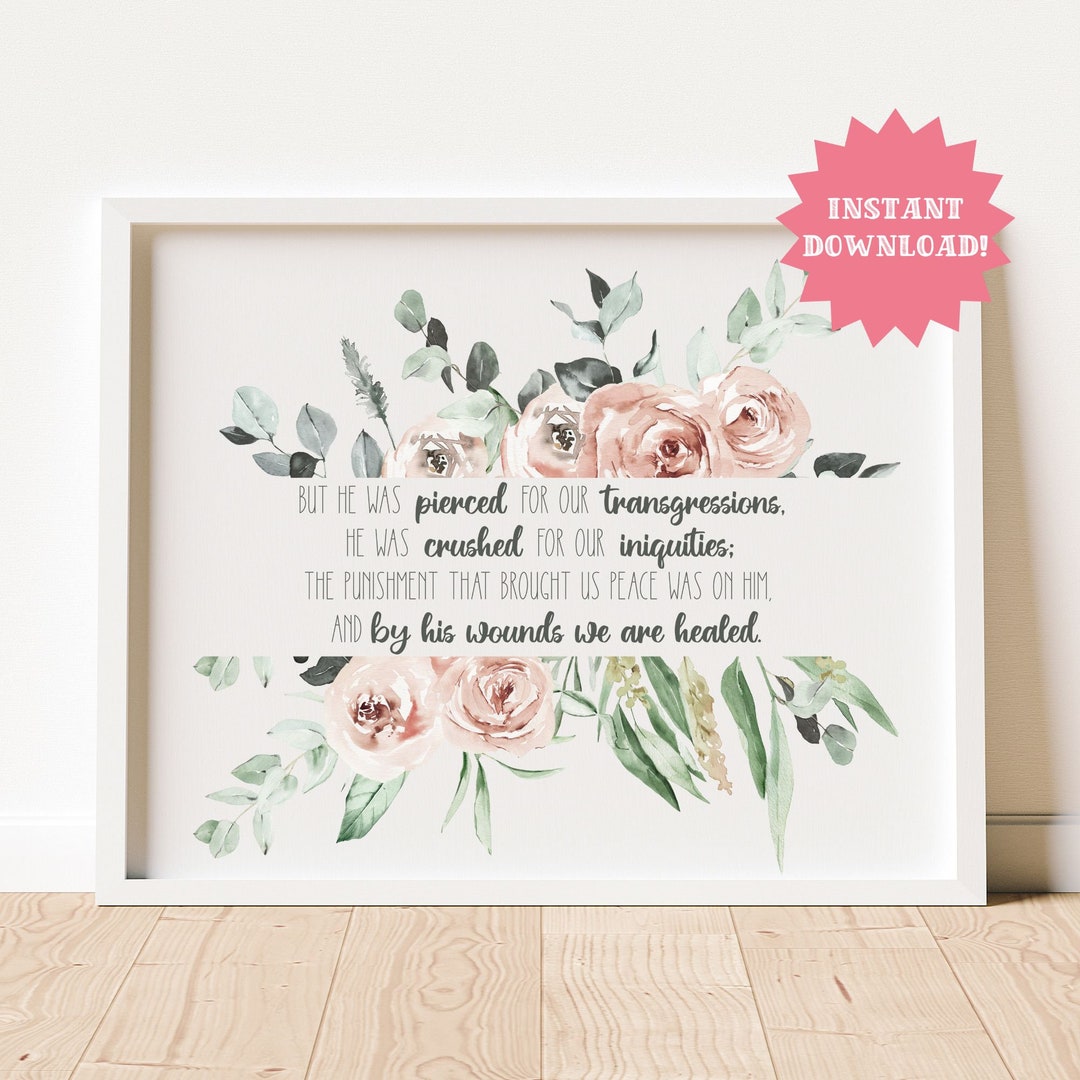 Isaiah 53:5 Wall Art, Printable Christian Wall Art, Instant Download - Etsy