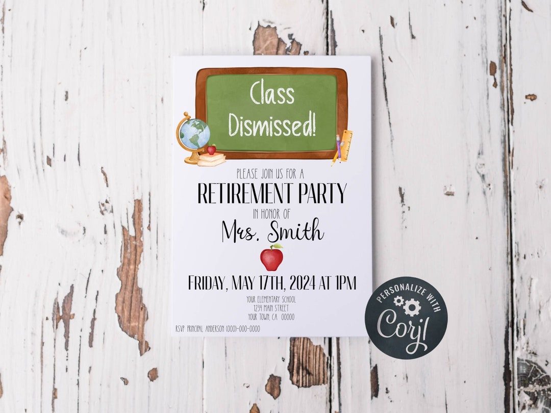 Editable Teacher Retirement Party Invitation - Etsy