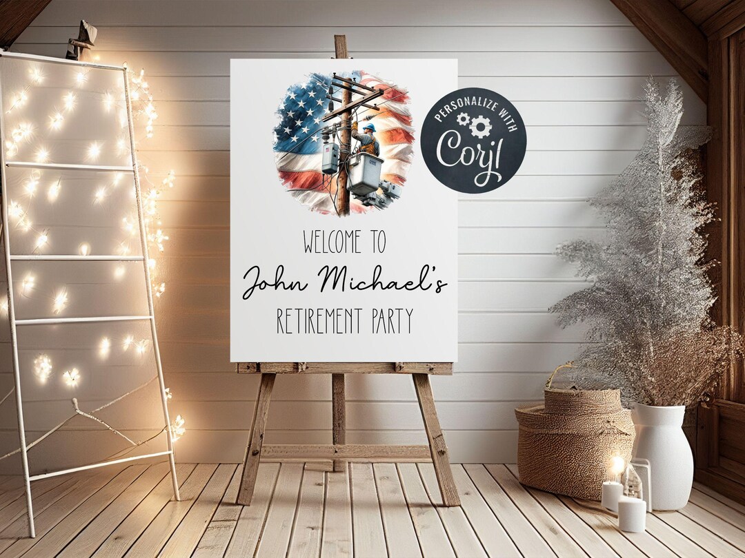 Editable Lineman Retirement Party Sign - Etsy