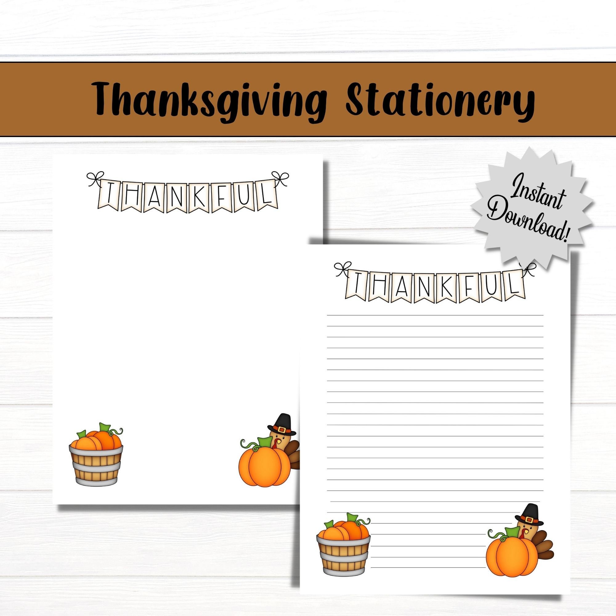Printable Lined Stationery, Thanksgiving Themed Stationery, Kids ...