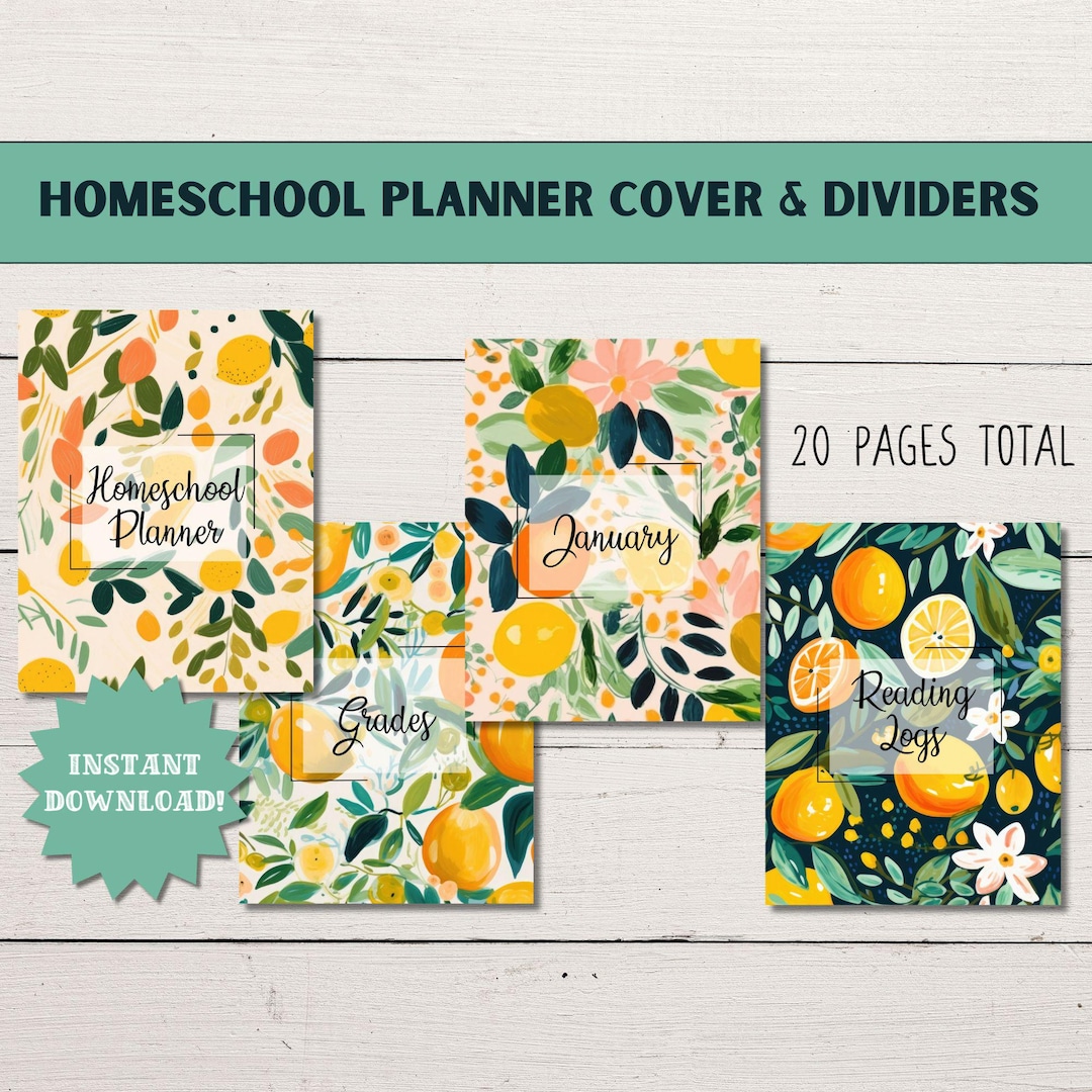 Printable Cover and Dividers for Homeschool Planner, Citrus Themed ...