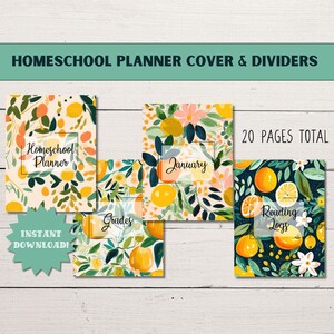 Printable Cover and Dividers for Homeschool Planner, Citrus Themed ...