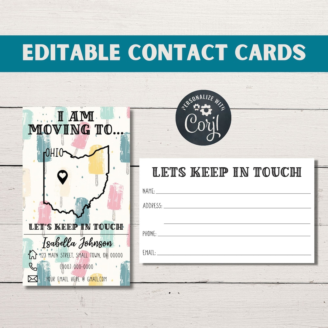 Editable Keep in Touch Contact Cards, Popsicle Theme, PCS Announcement ...