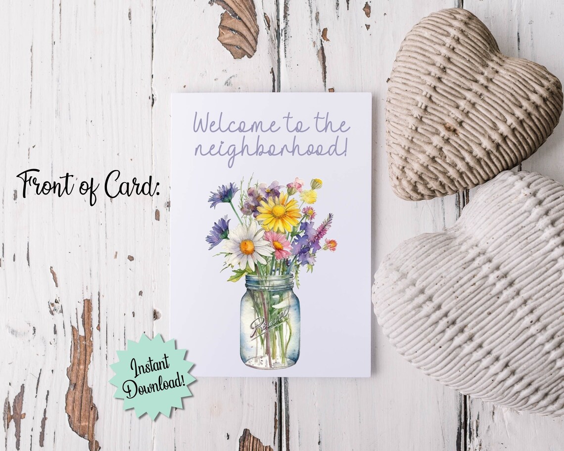 Welcome to the Neighborhood Printable Card Housewarming - Etsy