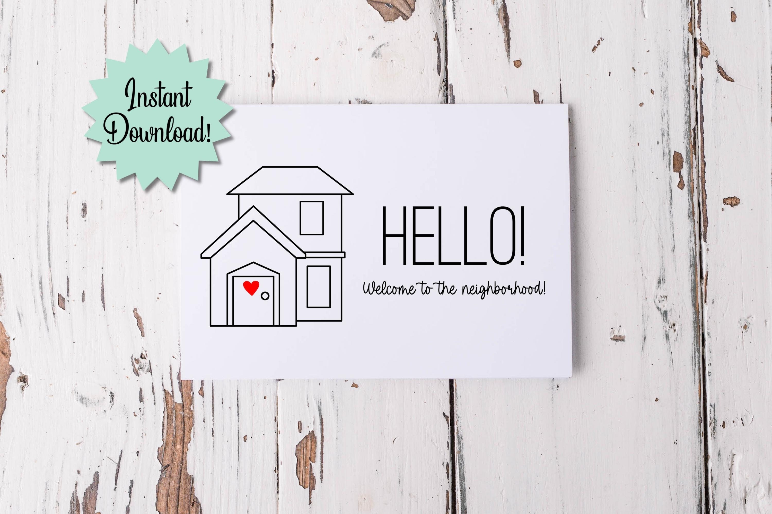 Welcome to the Neighborhood Printable Card, Housewarming Greeting Card ...