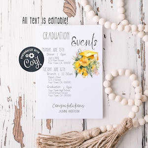 Editable Graduation Itinerary - Etsy