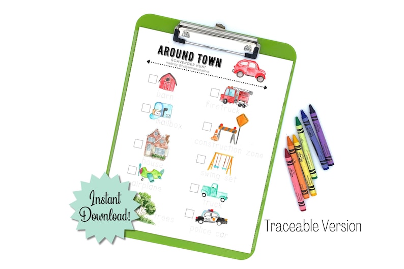 Printable Kids Scavenger Hunt Around Town With and Without - Etsy