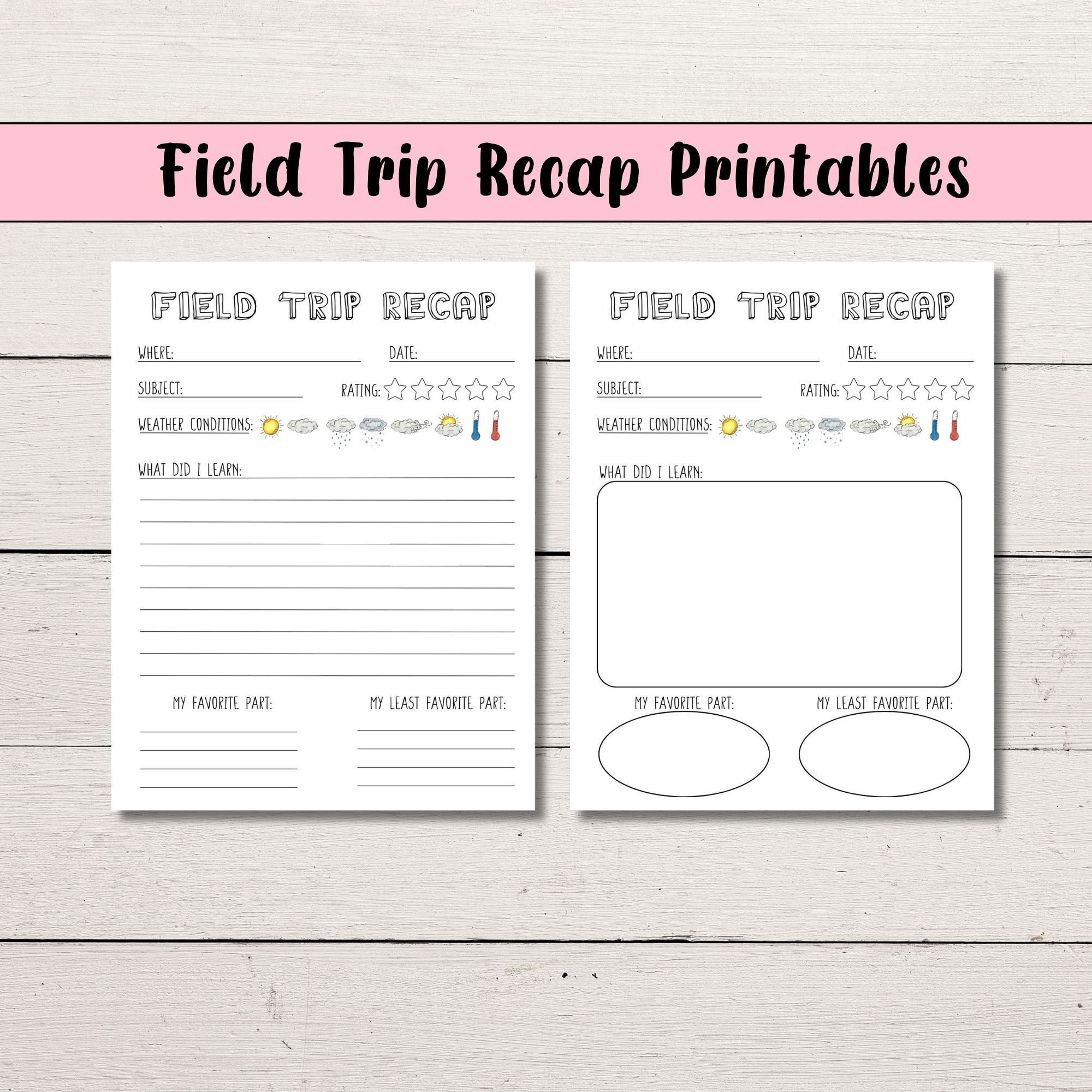 Printable Field Trip Recap - Etsy
